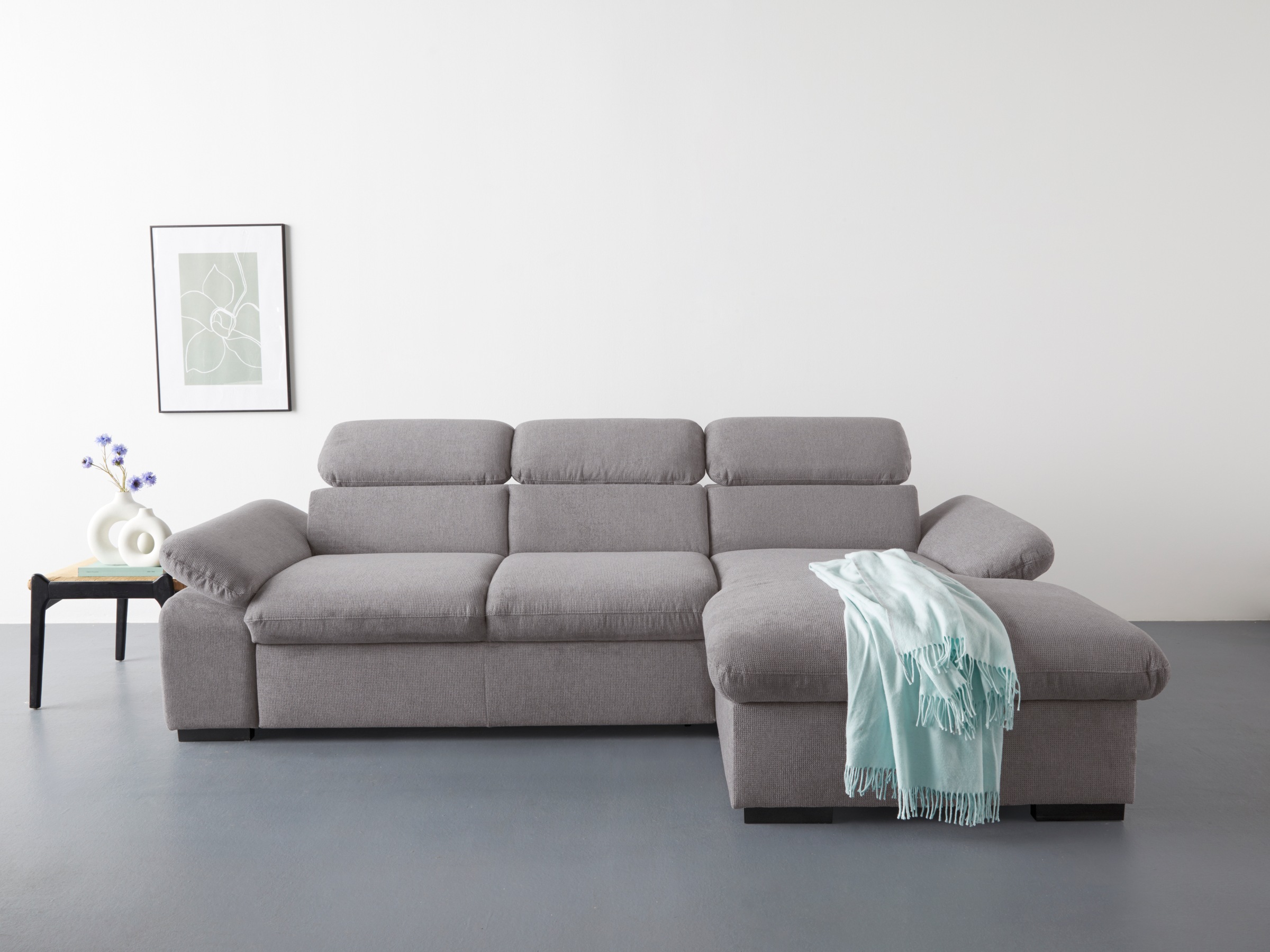 COTTA Ecksofa »Lola L-Form mit Kopfteilfunktion & Hocker«, (Set, mit ...