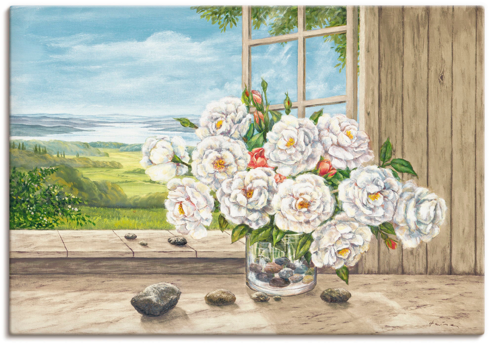 Artland Wandbild »Weisse Rosen am Fenster«, Blumen, (1 St.), als ...