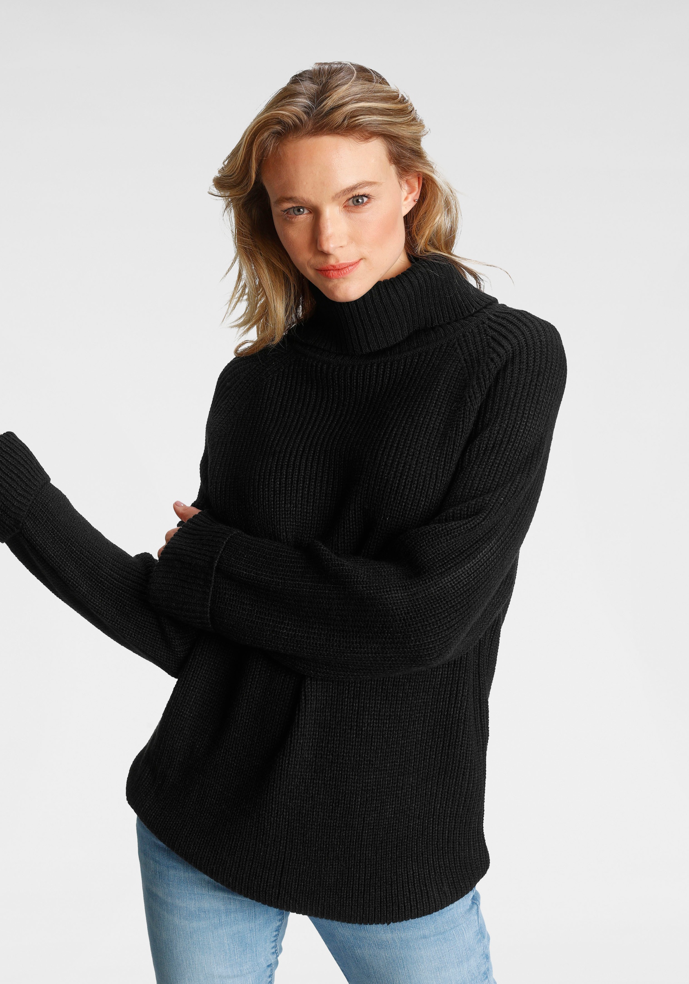 AJC Rollkragenpullover, in lässig weiter Form mit turn-up ...