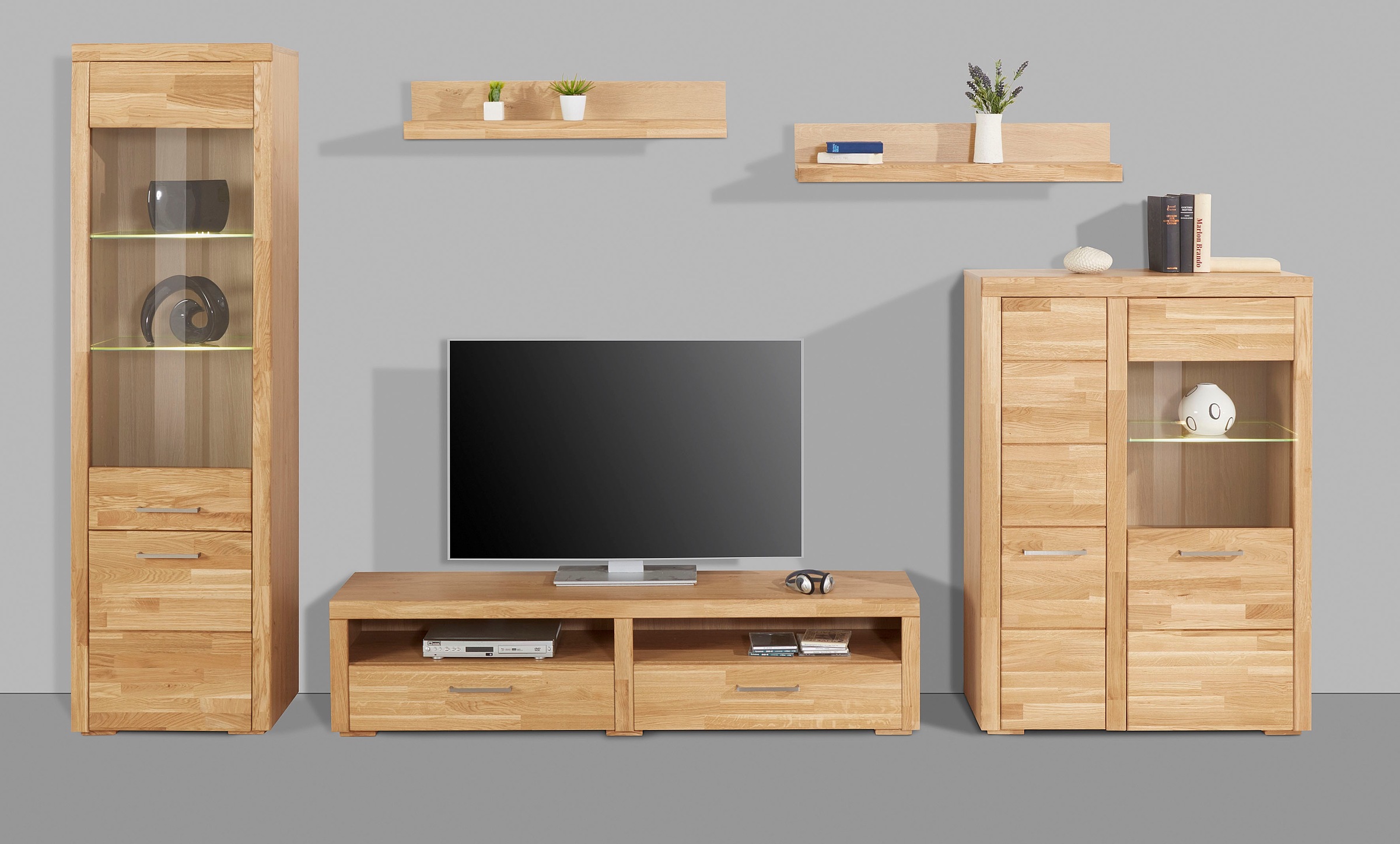 Home affaire Wohnwand »Falco«, (Set, 4 St., 5), Fronten aus Massivholz ...