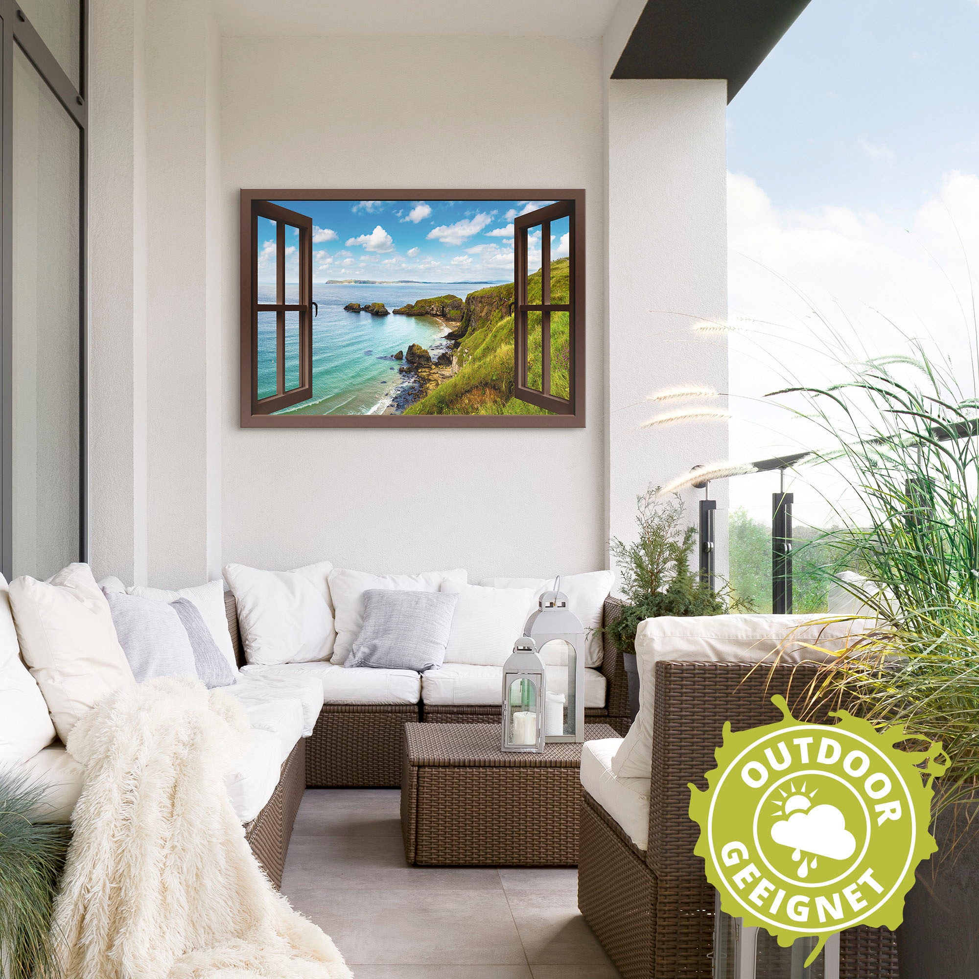 Artland Wandbild »Küstenweg in Nordirland durchs Fenster«, Meer Bilder, (1 St.), als Alubild ...