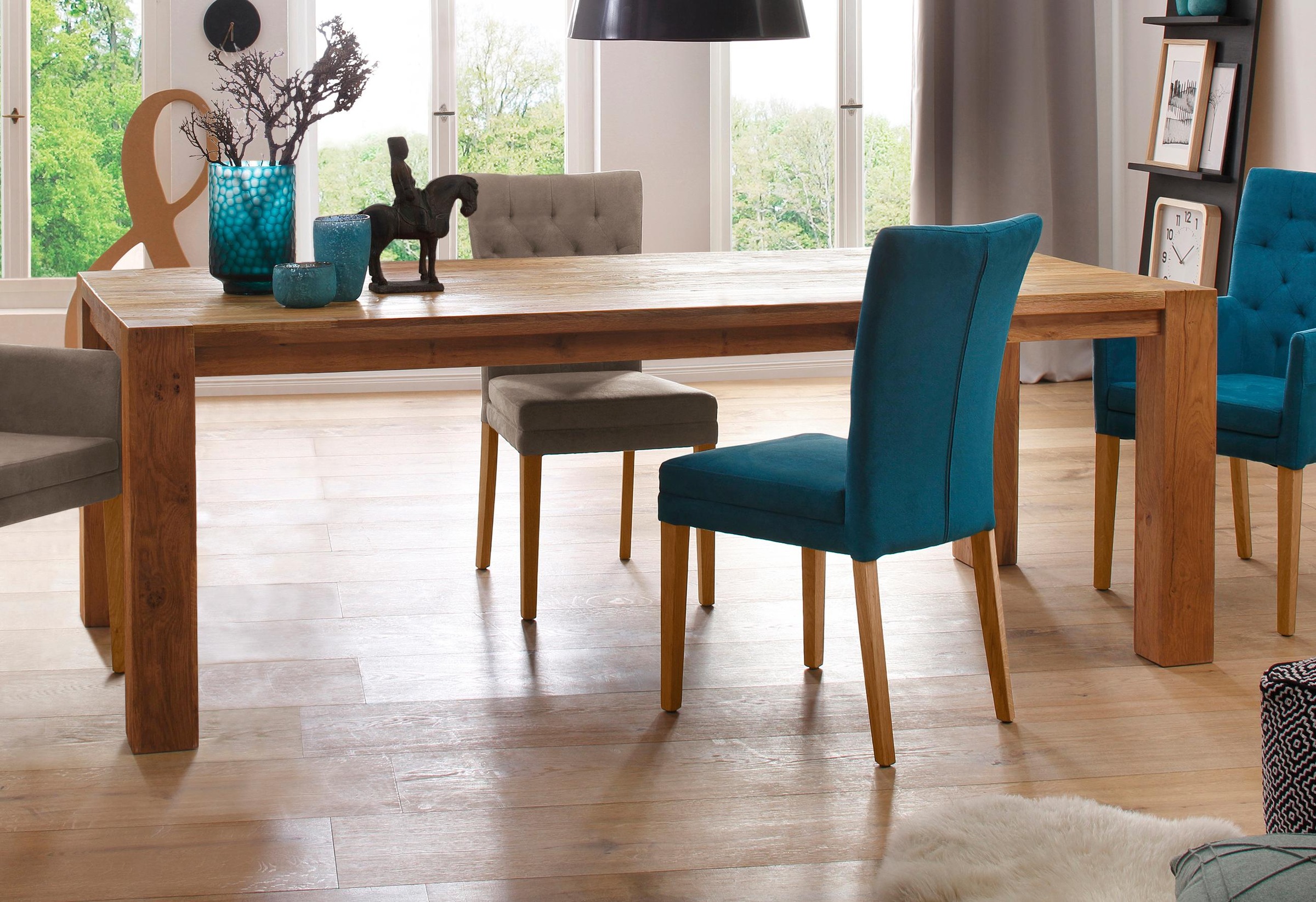 Home affaire Esstisch, aus massiver Wildeiche mit zusätzlich ...