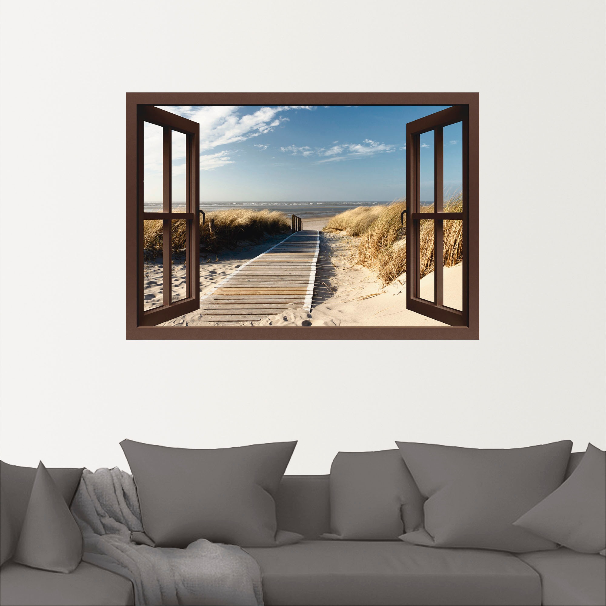 Artland Wandbild »Fensterblick Nordseestrand auf Langeoog«, Fensterblick, (1 St.), als ...