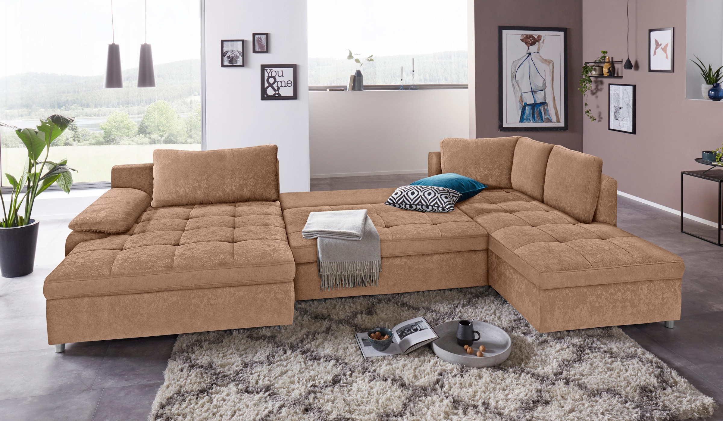 sit&more Wohnlandschaft »Labene U-Form«, wahlweise mit Bettfunktion und ...