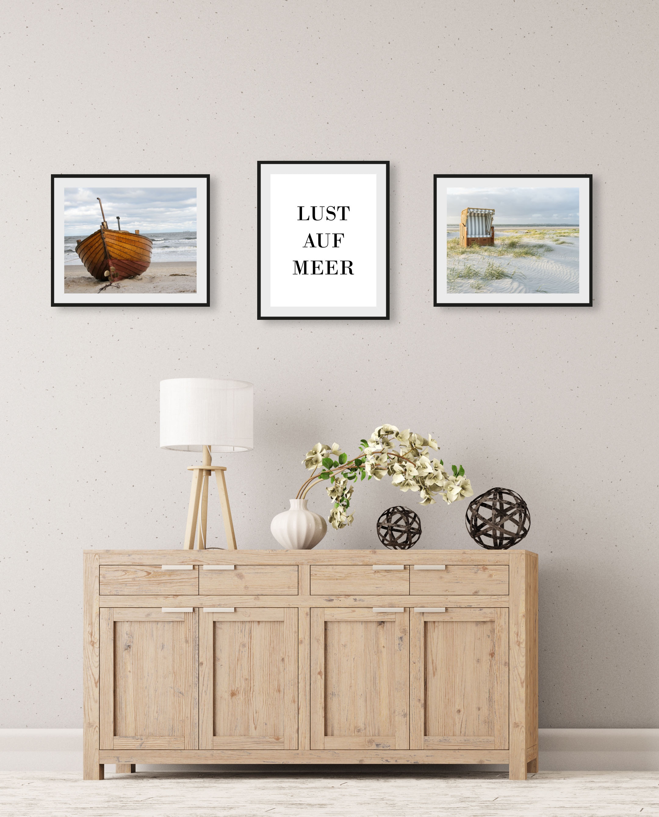 queence Bild »Strand«, Strand-Deutschland-Schriftzug-Meer-Meer Bilder-Schiffe-Bilder von Booten ...