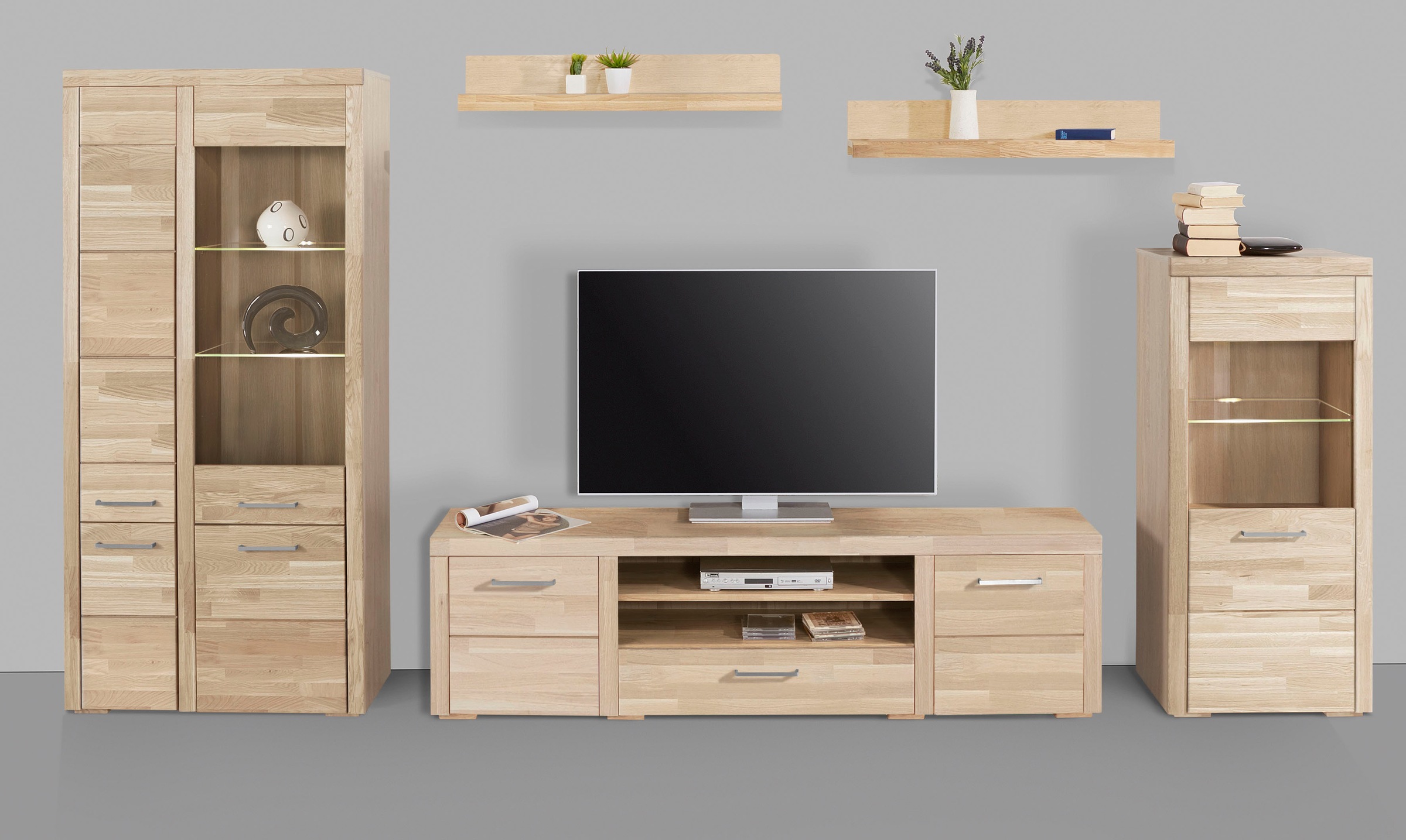 Home affaire Wohnwand »Falco«, (Set, 4 St., 5), Fronten aus Massivholz ...