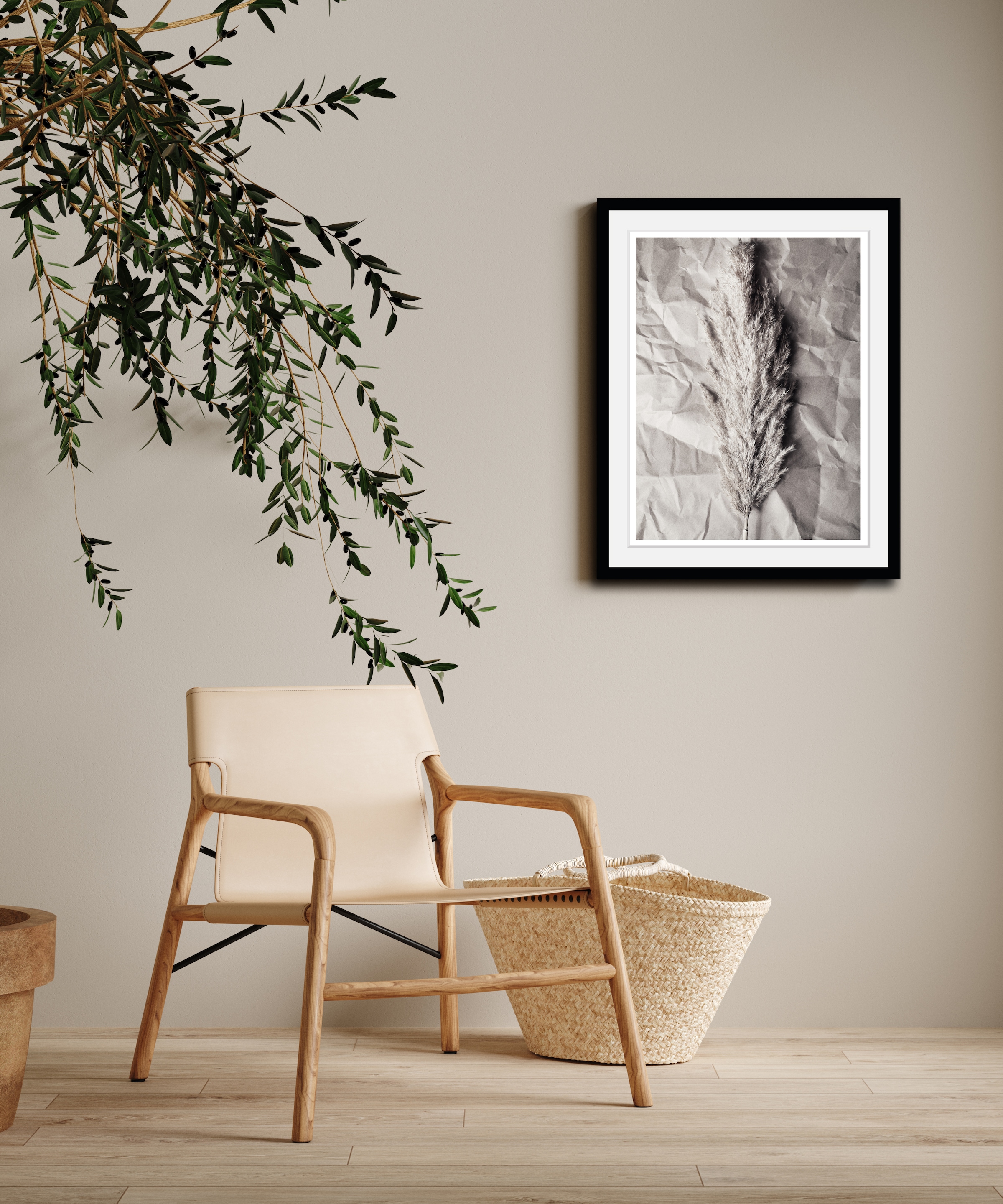 Leonique Bild mit Rahmen »Pampasgras - Gerahmter Digitaldruck - Wandbild«, (1 St.), Holzrahmen ...