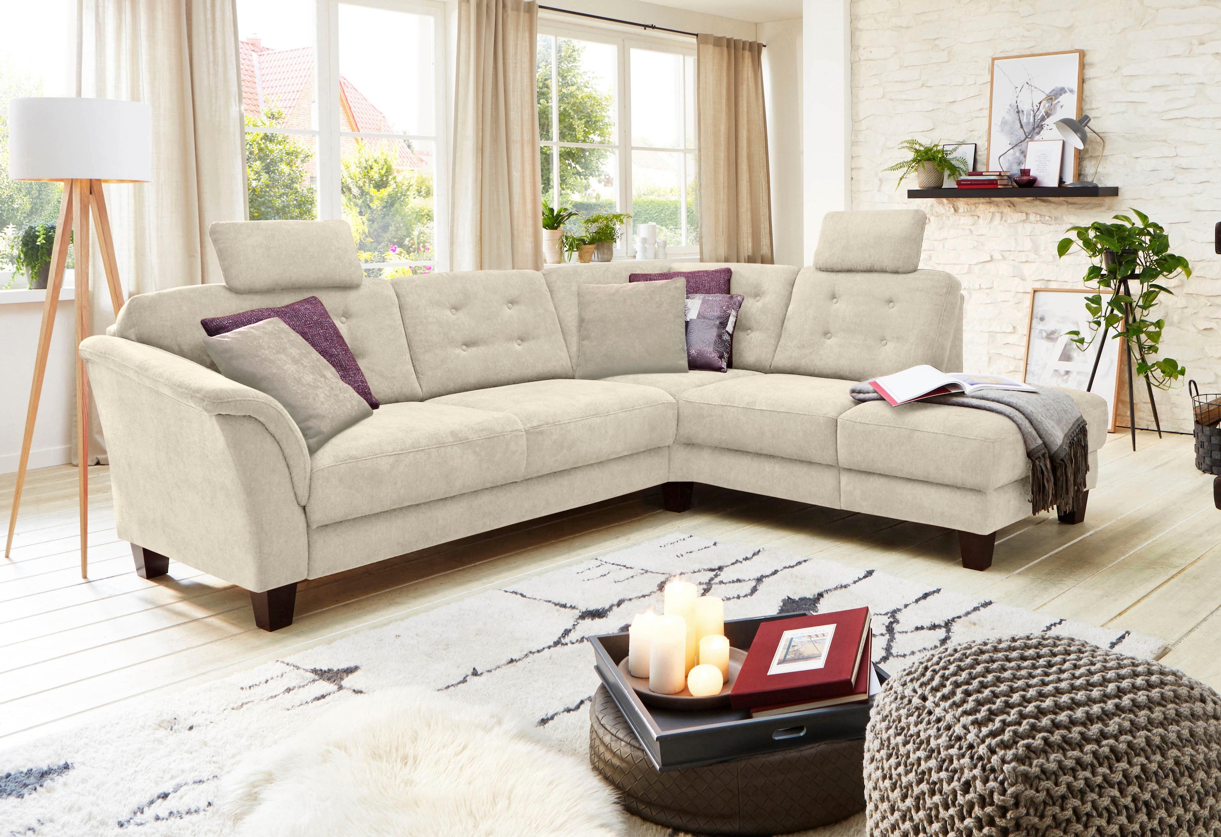 Home affaire Ecksofa »Trondheim L-Form«, mit Federkern und Knopfheftung ...