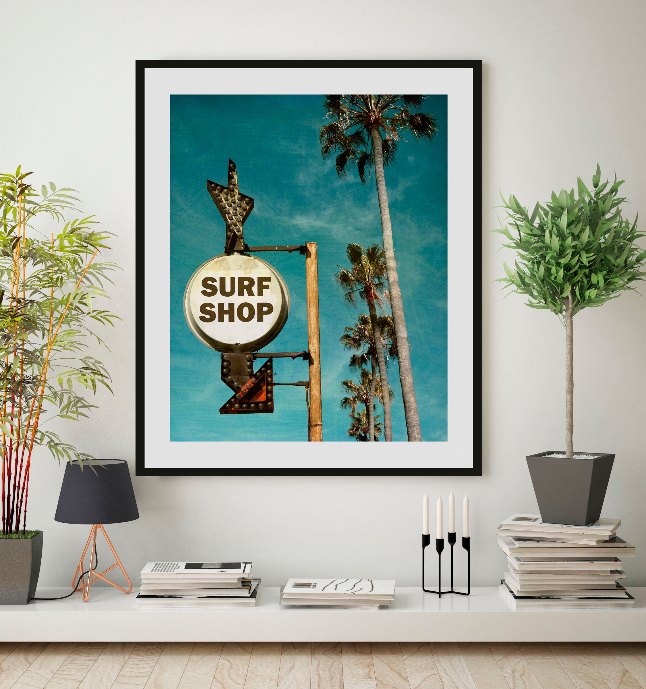 queence Bild »SURF SHOP«, (1 St.), HD Premium Poster-Druck inkl. Holzrahmen online kaufen ...